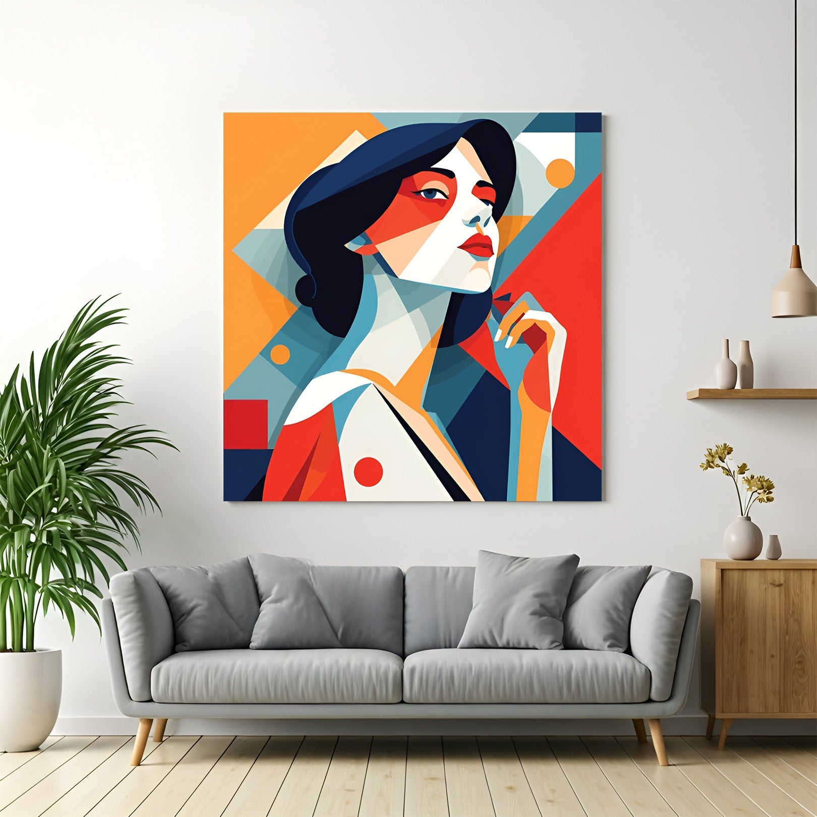 Geometric Lady Abstract Wall Art – Modern Female Canvas Print – CIPHER SPACES