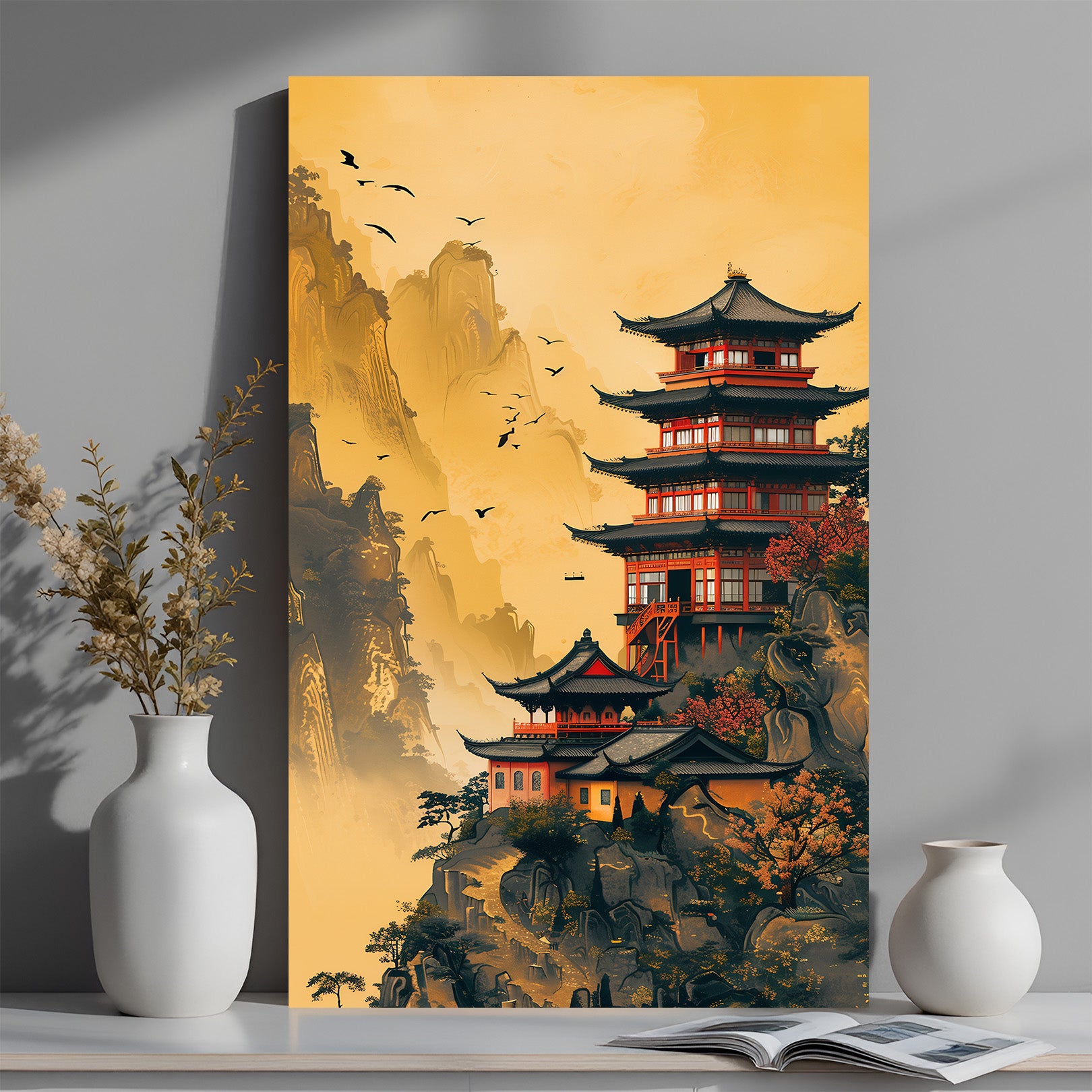 Japanese Castle View – Japanese Scenery Modern Art Canvas – CIPHER SPACES