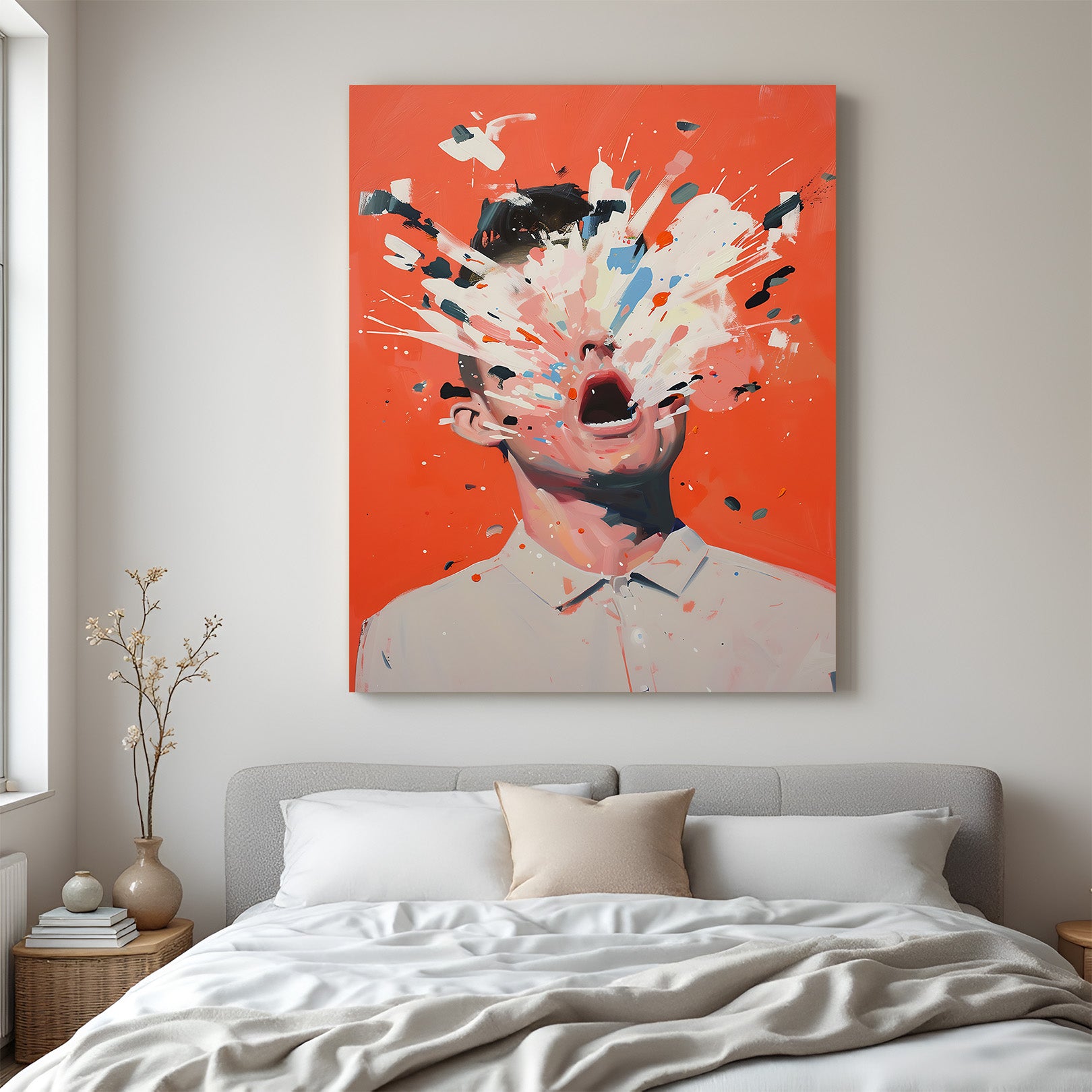 Man Face Paint Splash Abstract Wall Art – Bold Modern Canvas – CIPHER SPACES
