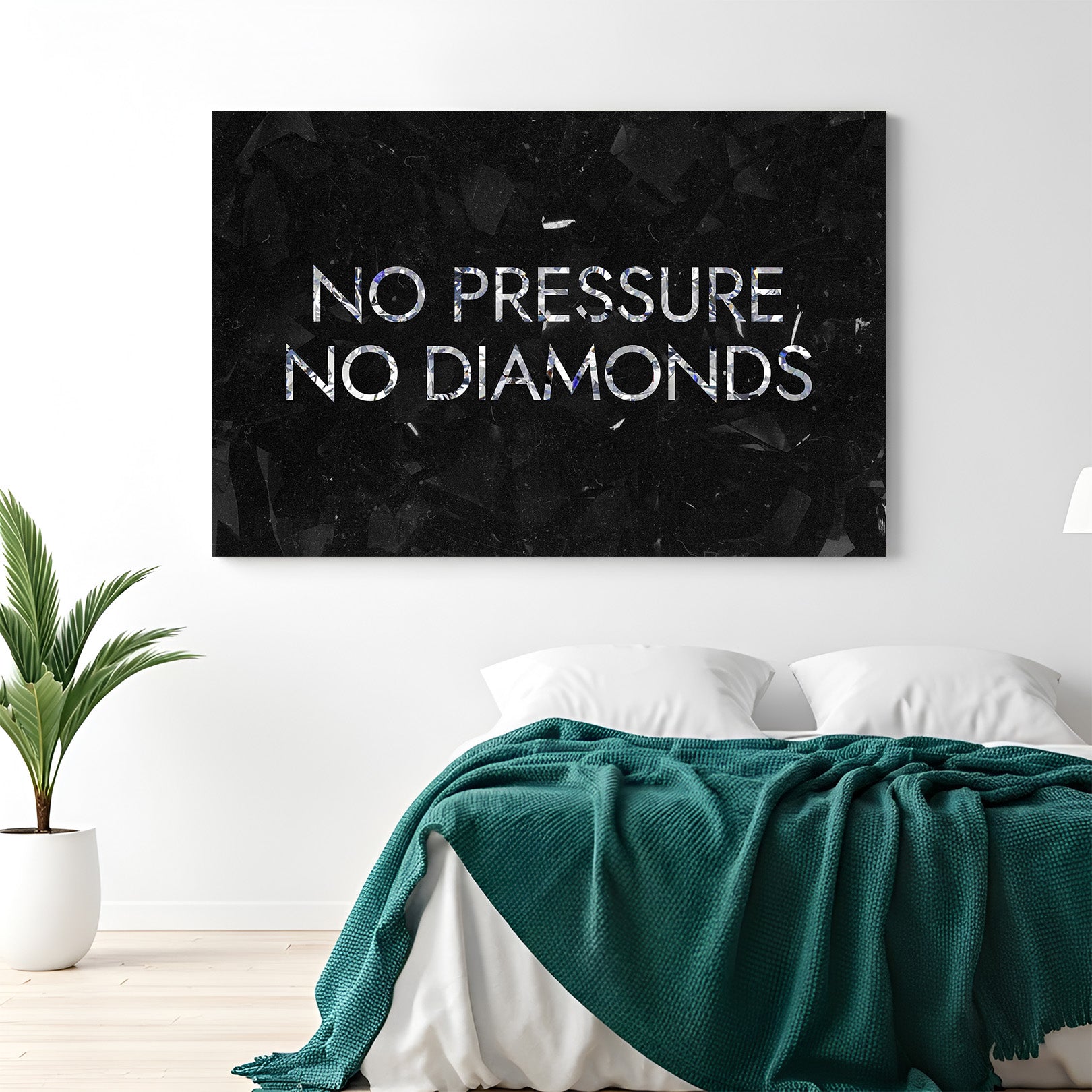 No Pressure No Diamonds motivational canvas wall art for home & gym ...