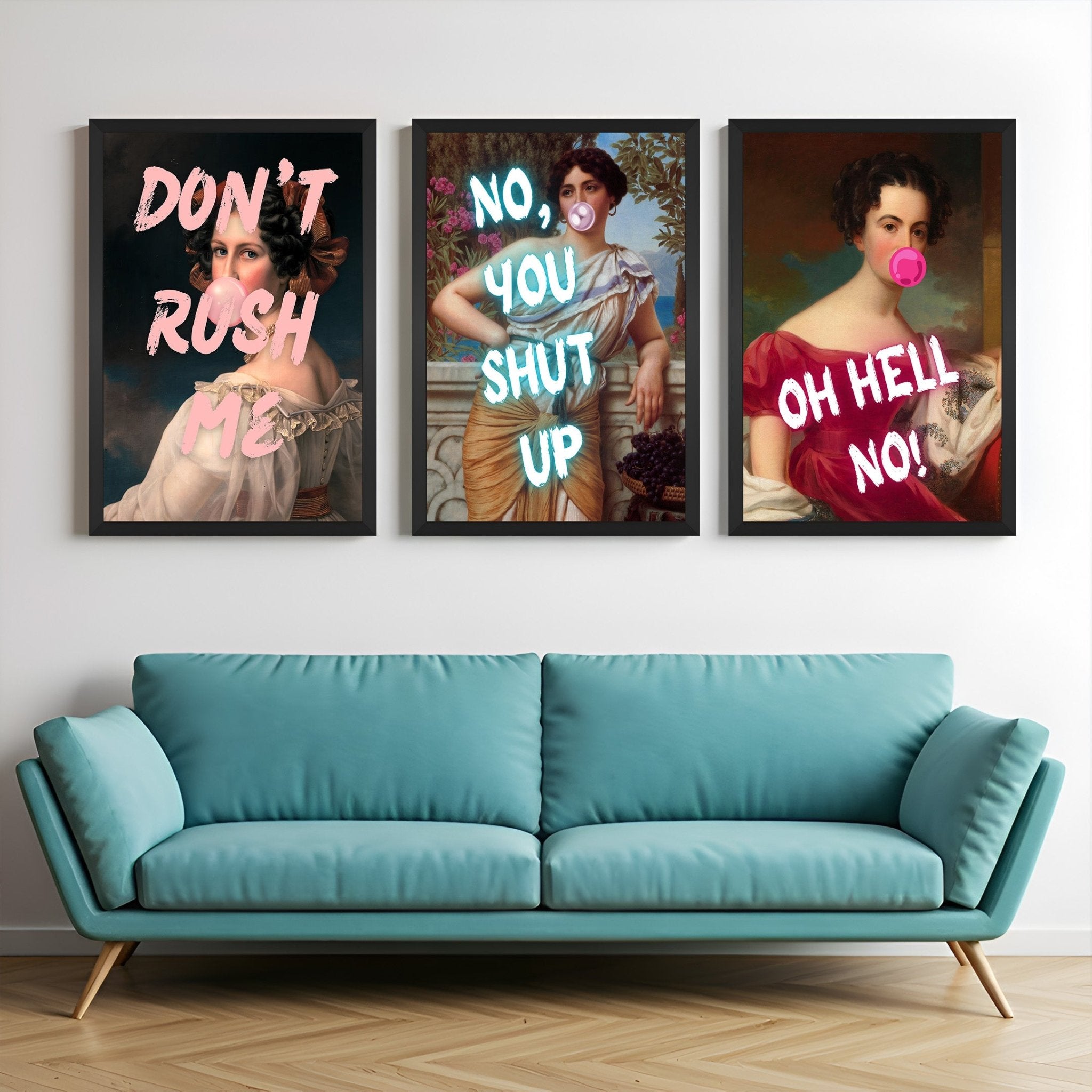 Set of 3 Bold Quote Wall Art – Black Frame Canvas Prints – CIPHER SPACES