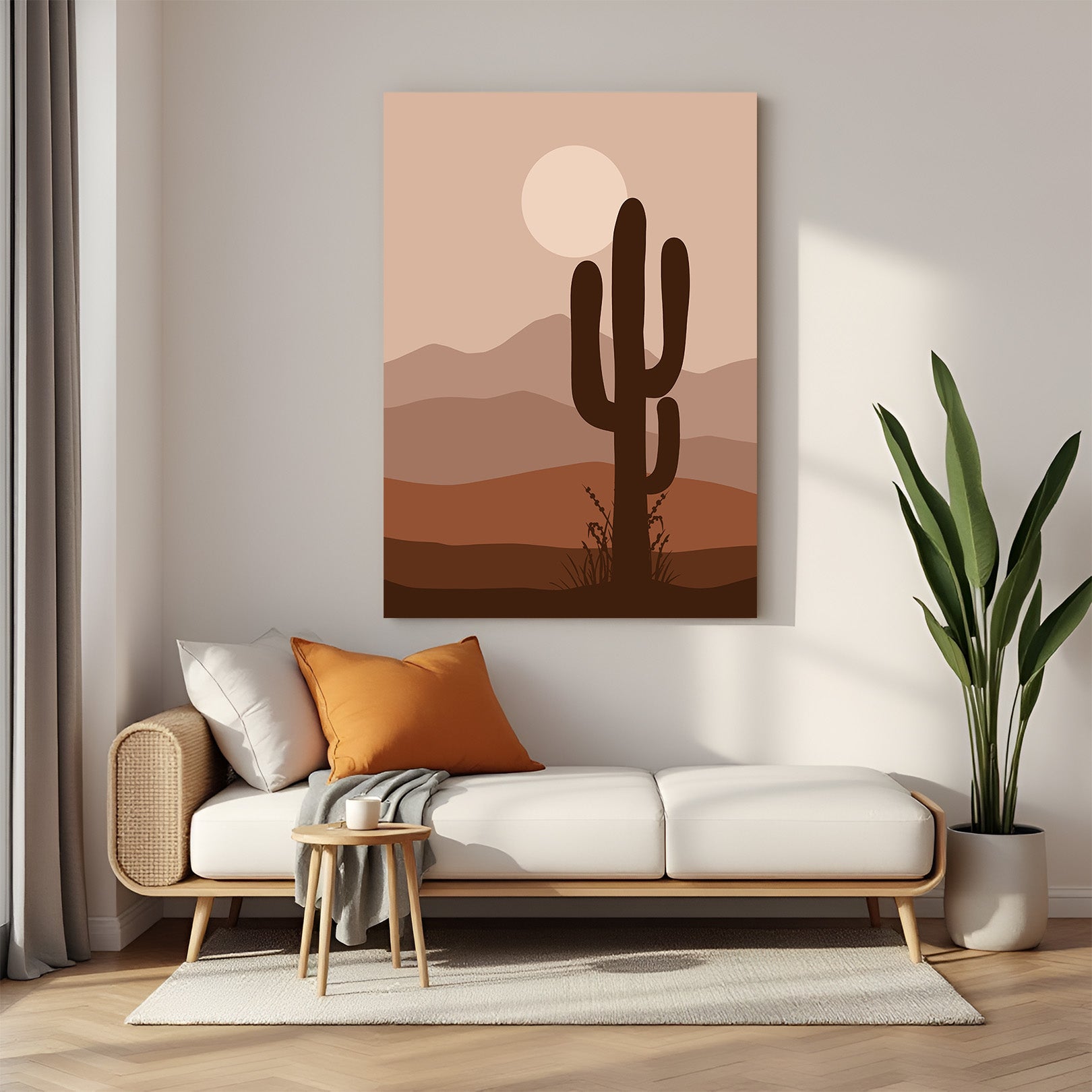 Cactus Desert Boho Wall Art – Minimal Earthy Canvas Landscape – CIPHER ...