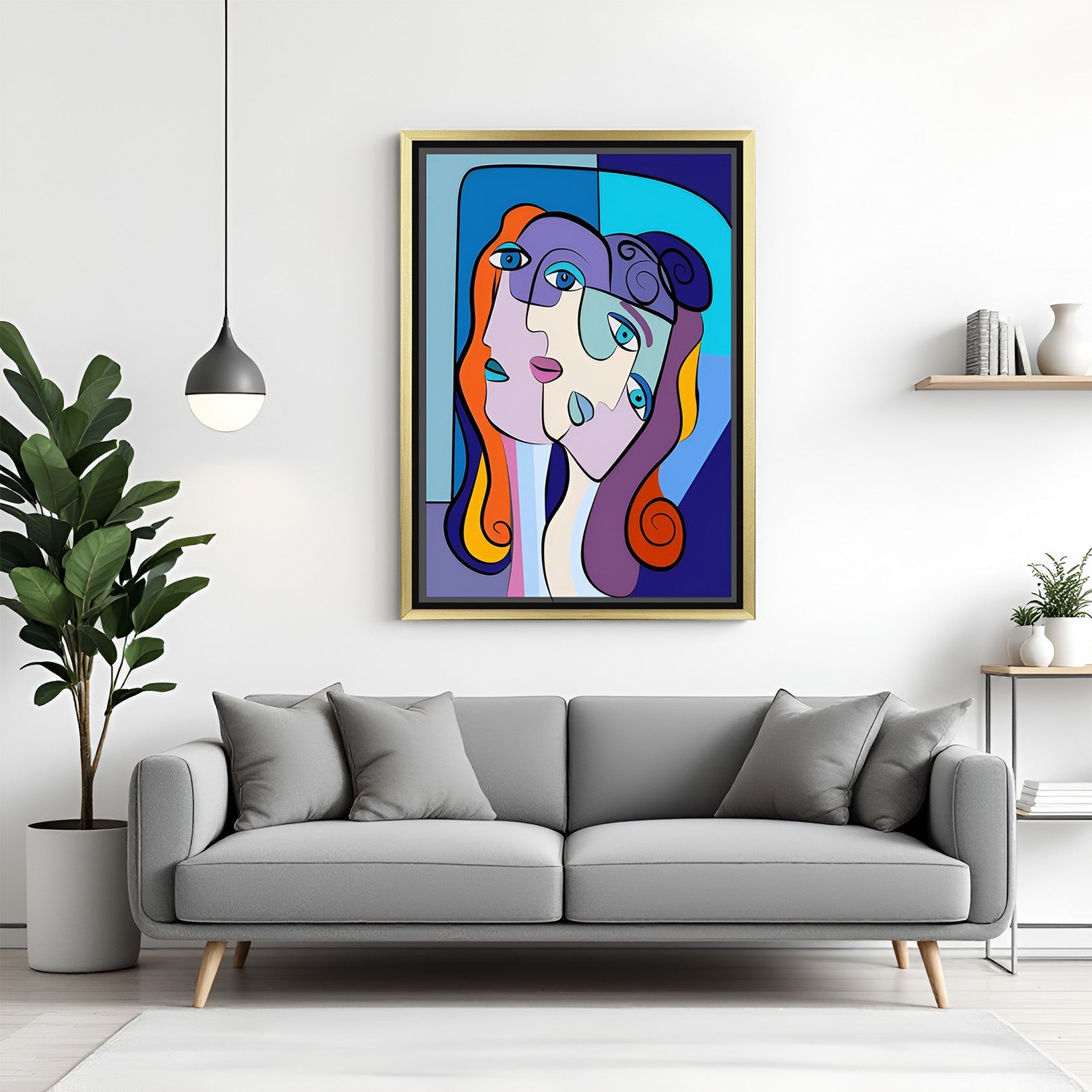 Colorful Cubism Abstract Faces Wall Art – Modern Canvas Print – CIPHER ...