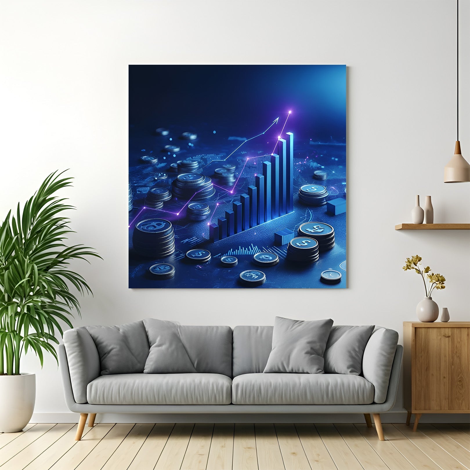 Digital Currency Modern Art – Crypto-Inspired Canvas Wall Decor ...