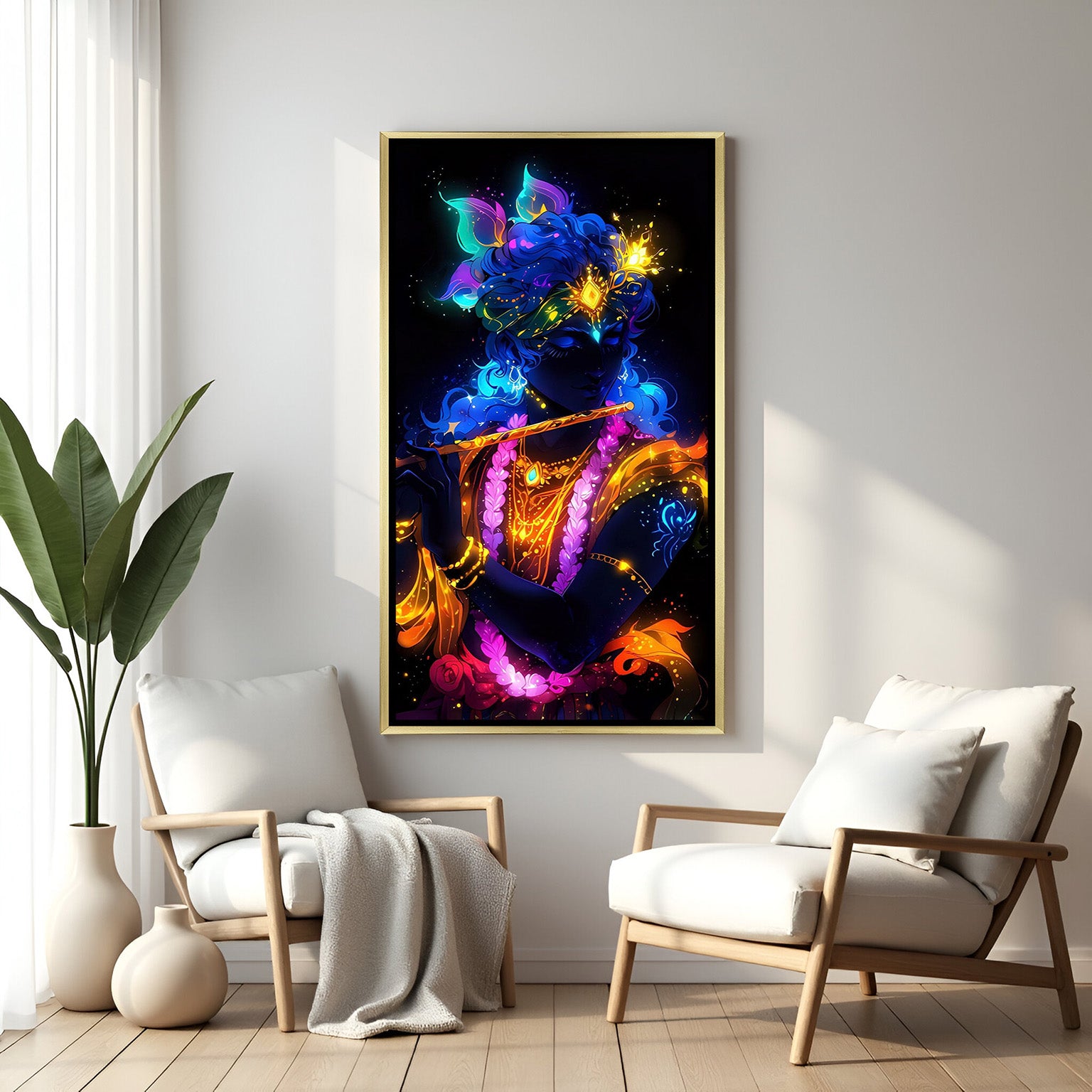 Colorful Krishna Ji Canvas Wall Art for Living Room & Home Decor ...