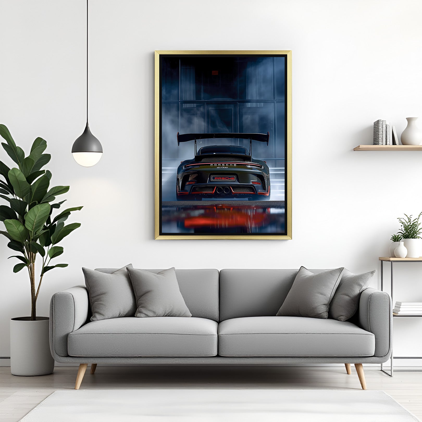Porsche Back View Wall Art – Luxury Car Canvas Decor – CIPHER SPACES
