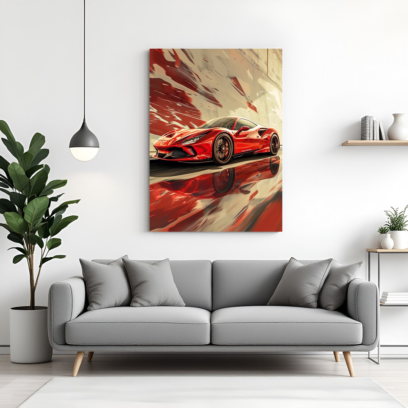 Red Ferrari SF90 Wall Art – Dashing Sports Car Canvas Print – CIPHER SPACES