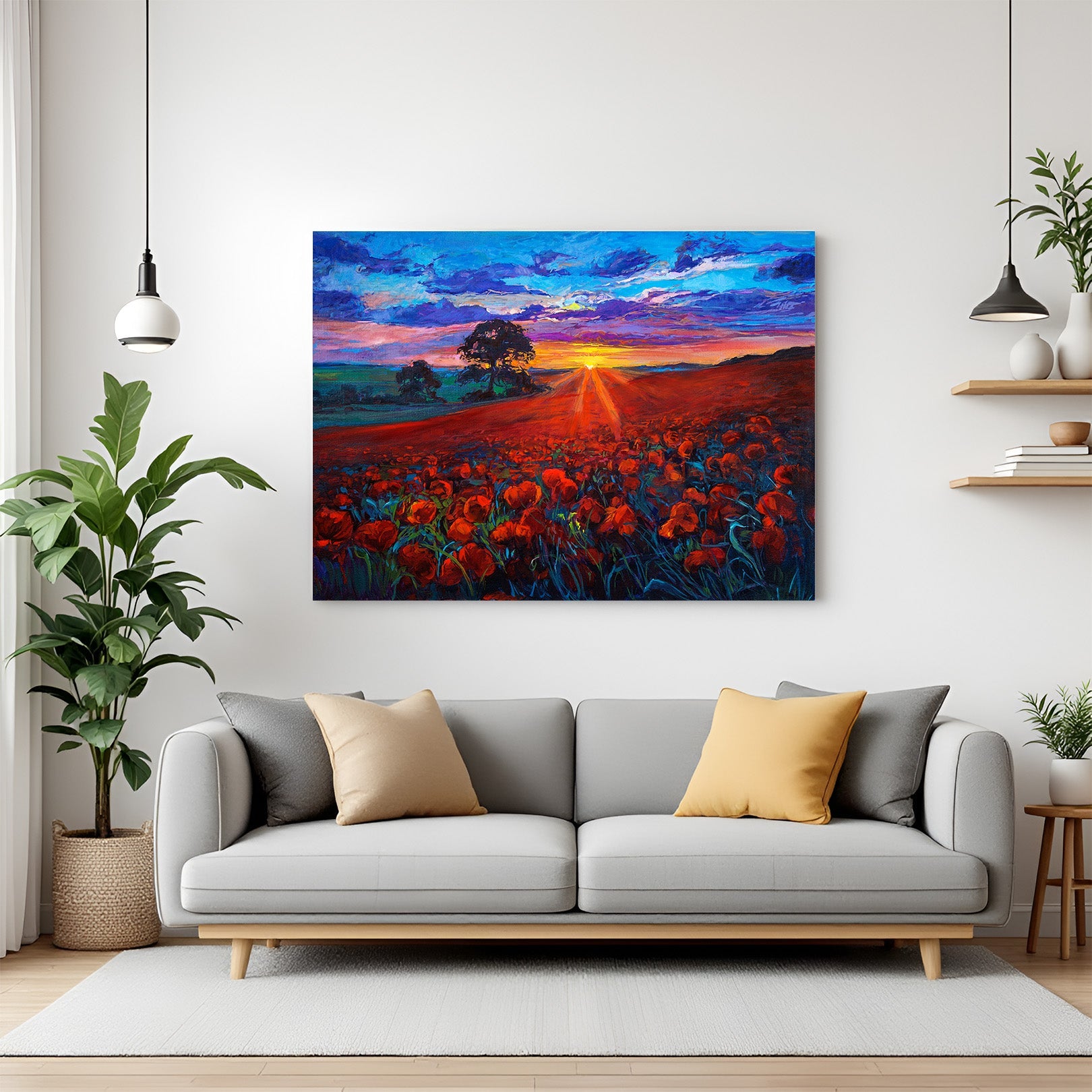 Rose Field Canvas Wall Art – Sunrise Floral Scene – CIPHER SPACES