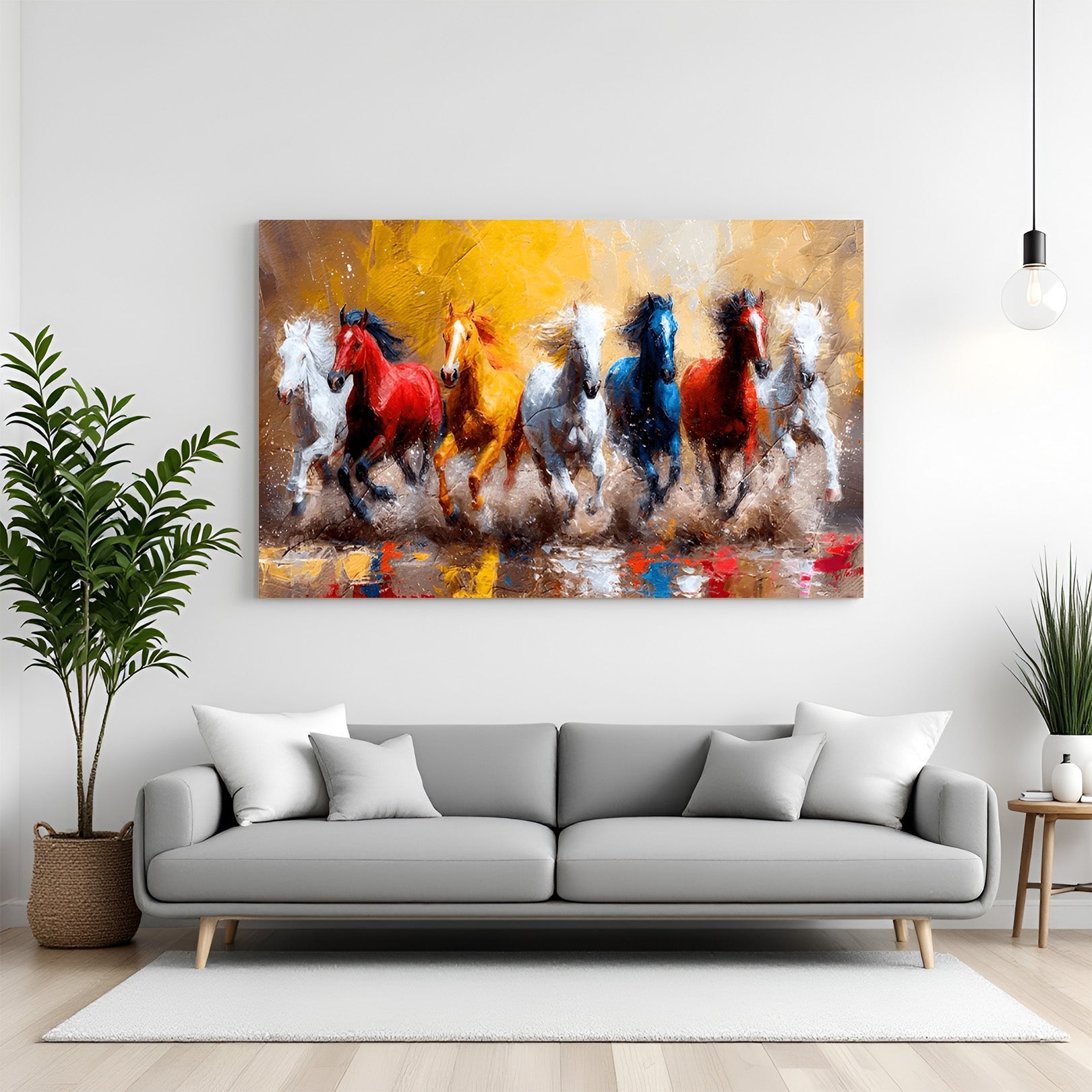 Seven Horses Vastu Wall Art – Canvas Painting for Office & Home ...