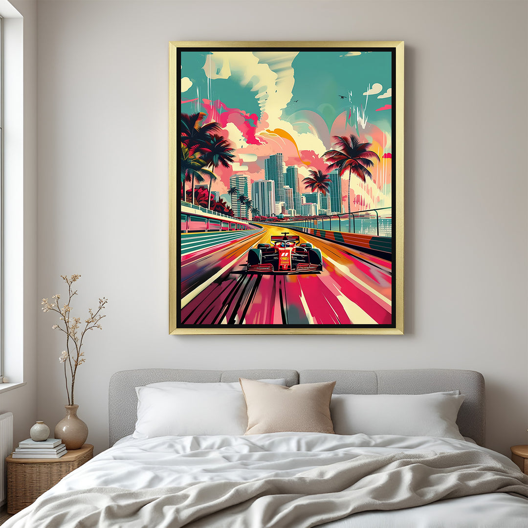 Cartoon Sports Car Wall Art – Animated Style Canvas Poster – CIPHER SPACES